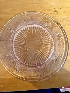 Dining | Vintage Pink Depression Glass Grape Plate T | Poshmark
